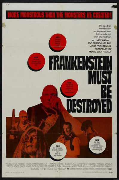 Frankenstein Must Be Destroyed (1969) - Peter Cushing DVD – Elvis DVD ...